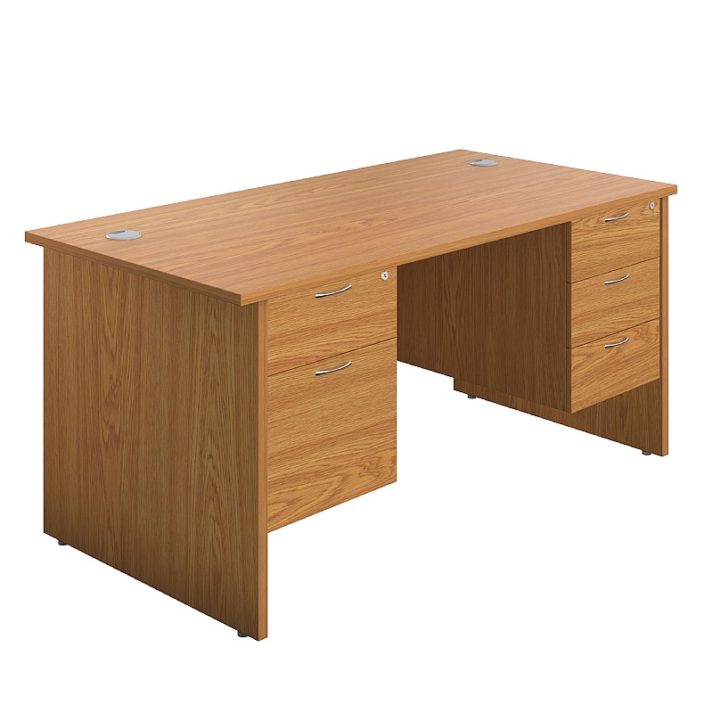 Ventura Rectangular Office Desks with Double Fixed Drawers from our ...