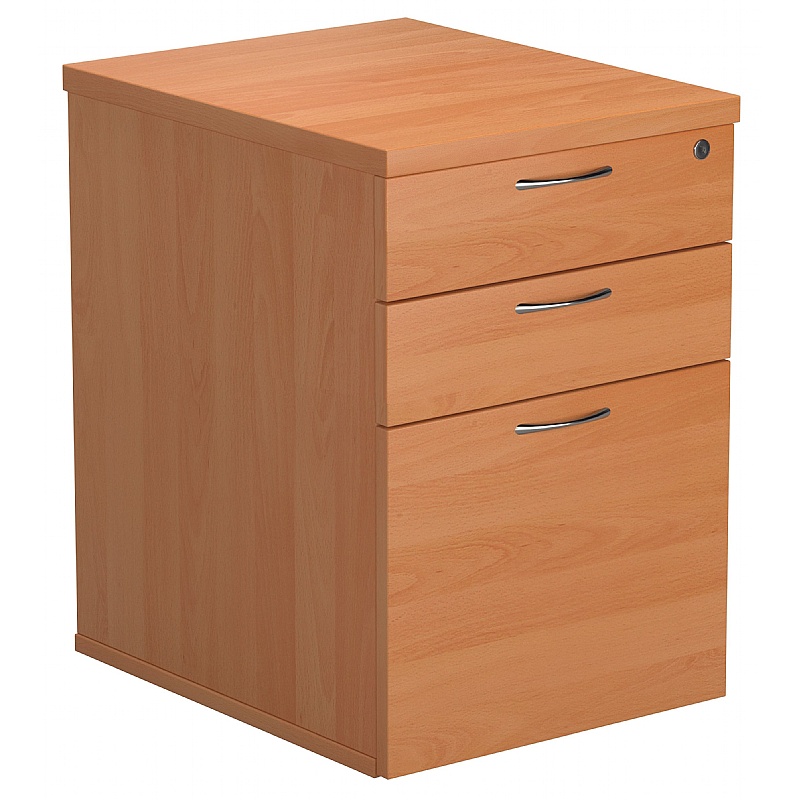 Office Essentials Wooden 3 Drawer High Under Desk Mobile Pedestals from ...