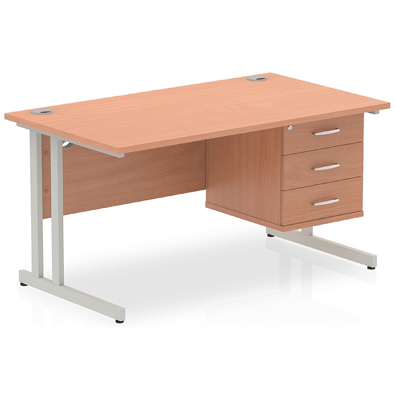 Focus Rectangular Office Desk With Single Fixed Drawers from our ...