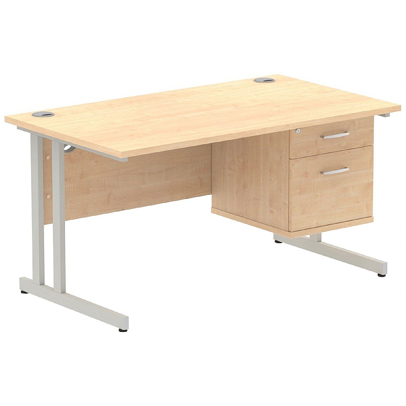 Focus Rectangular Office Desk With Single Fixed Drawers from our ...