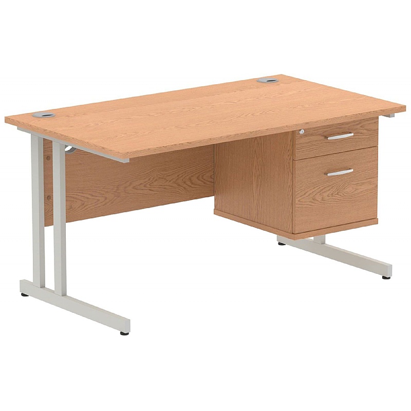 Focus Rectangular Office Desk With Single Fixed Drawers from our ...