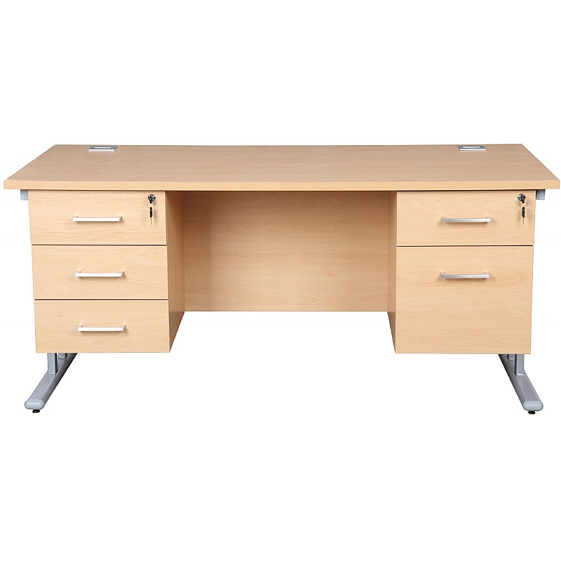 Horizon Deluxe Rectangular Cantilever Office Desks With Double Fixed ...