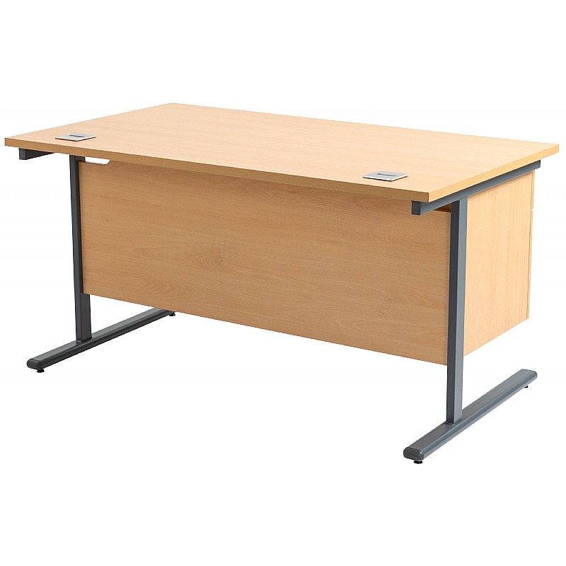 Horizon Rectangular Cantilever Office Desks With Single Fixed Pedestal ...