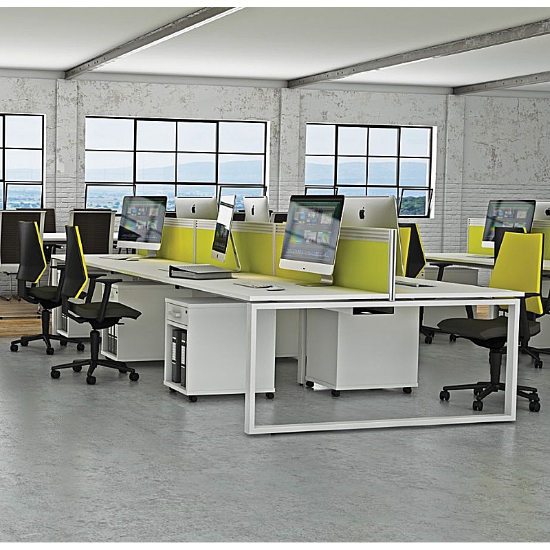 Apex 4 Person Hoop Leg Rectangular Back to Back Bench Desks from our ...