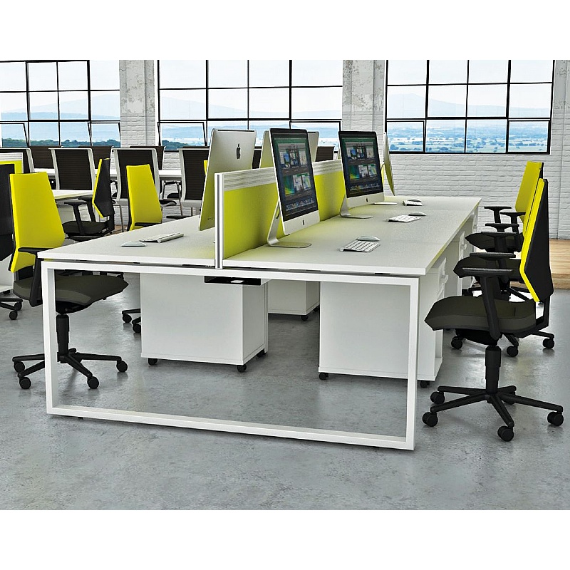 Apex 2 Person Hoop Leg Rectangular Back to Back Bench Desks from our ...