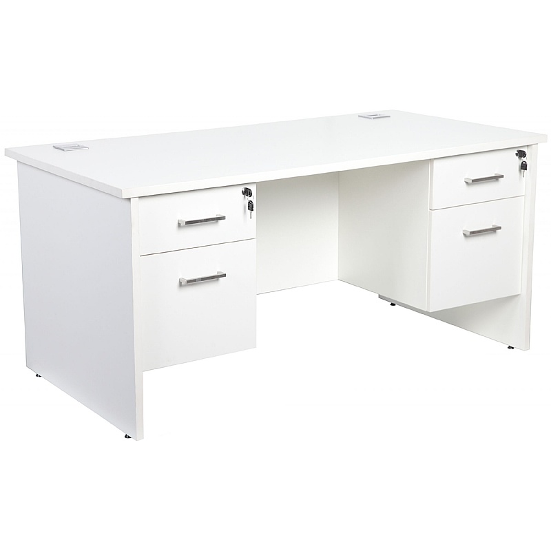 Horizon Panel End Rectangular Office Desks With Double Fixed Pedestals ...