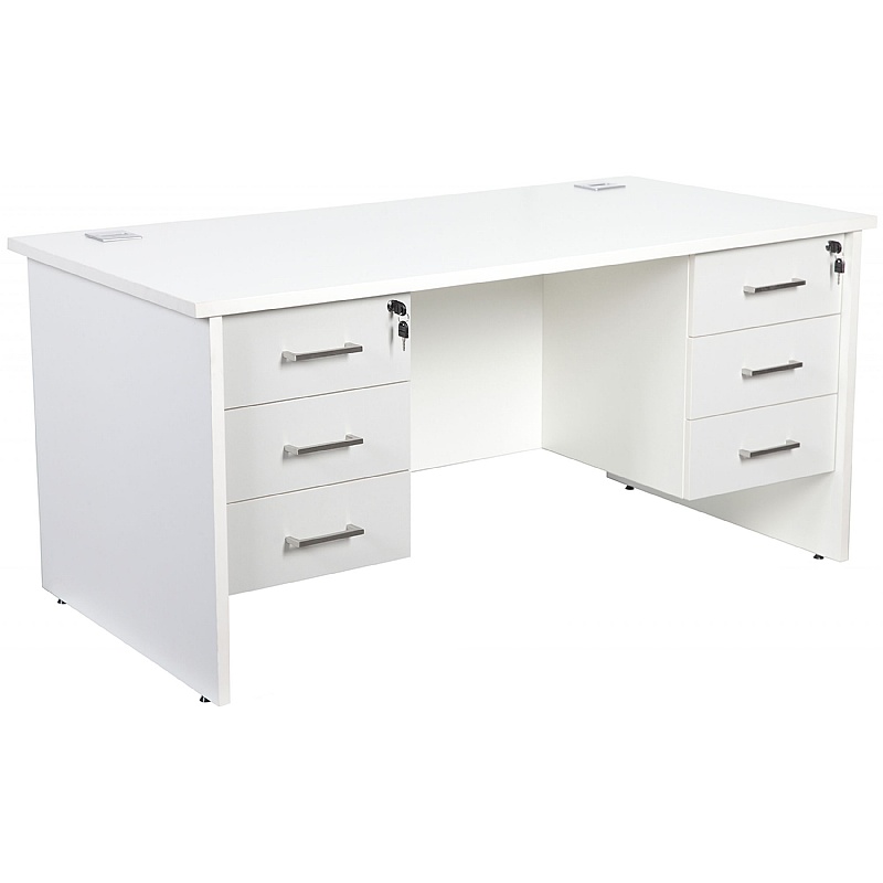 Horizon Panel End Rectangular Office Desks With Double Fixed Pedestals ...