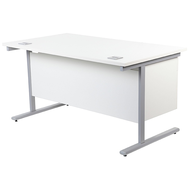 Horizon Rectangular Cantilever Office Desks With Single Fixed Pedestal ...