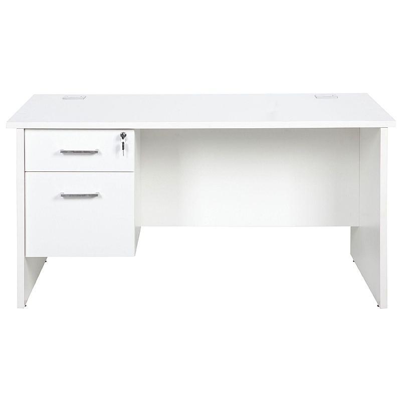 Horizon Panel End Rectangular Office Desks With Single Fixed Pedestal ...