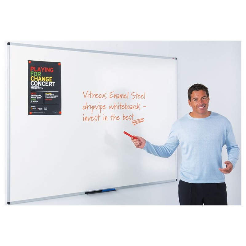WriteOn Aluminium Framed Vitreous Enamel Magnetic Drywipe Whiteboards ...