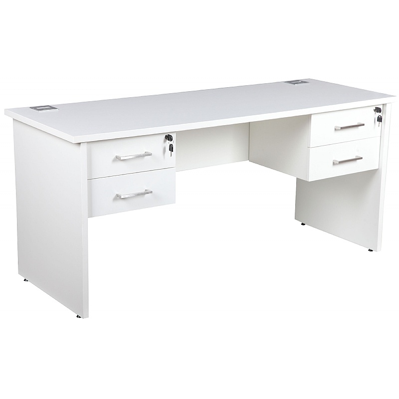 Horizon Compact Panel End Rectangular Office Desks With Double Fixed ...
