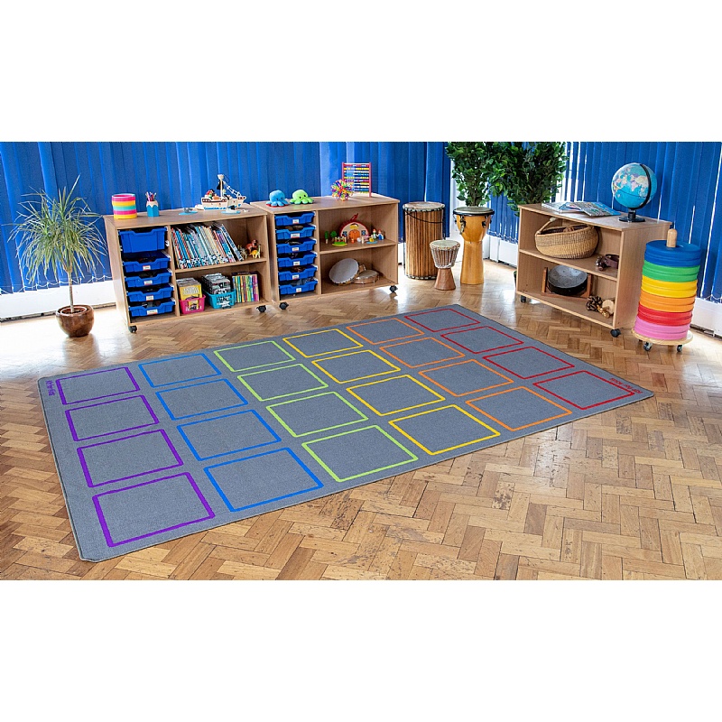 Essentials Rainbow Squares Placement Carpet from our School Carpets ...