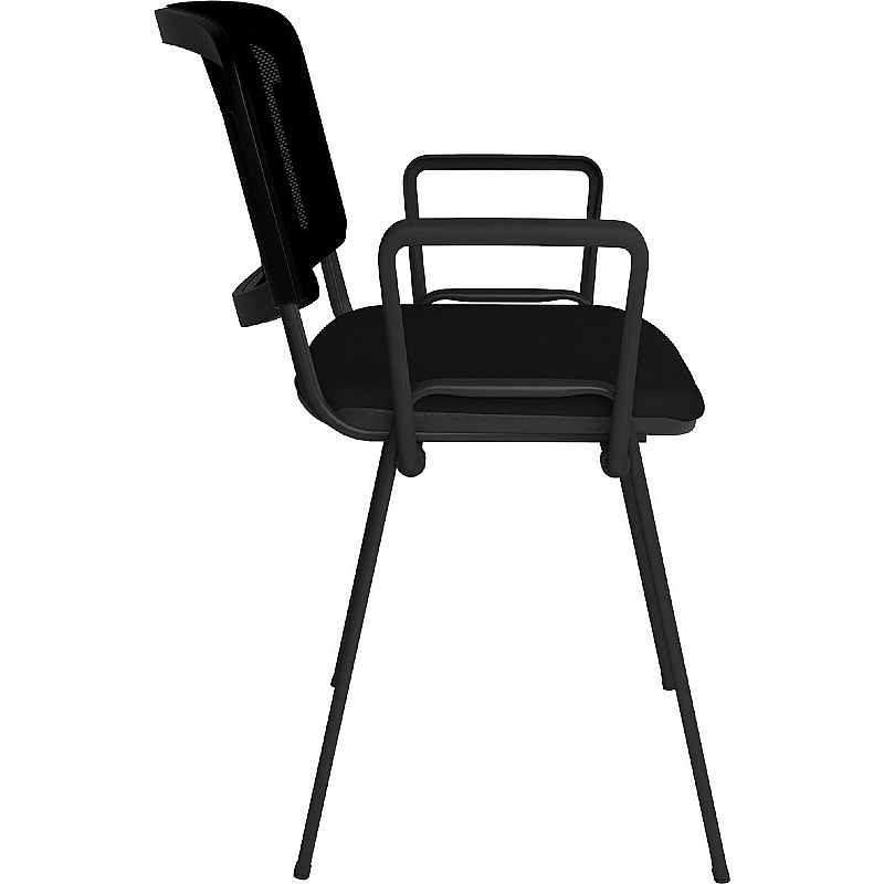 Taurus Black Frame Mesh Back Stacking Conference Chairs with Arms ...