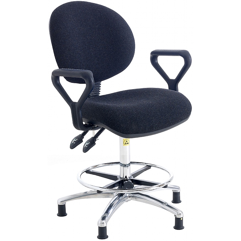 ESD Static Dissipative Deluxe Ergonomic Fabric Draughtsman Chairs from ...