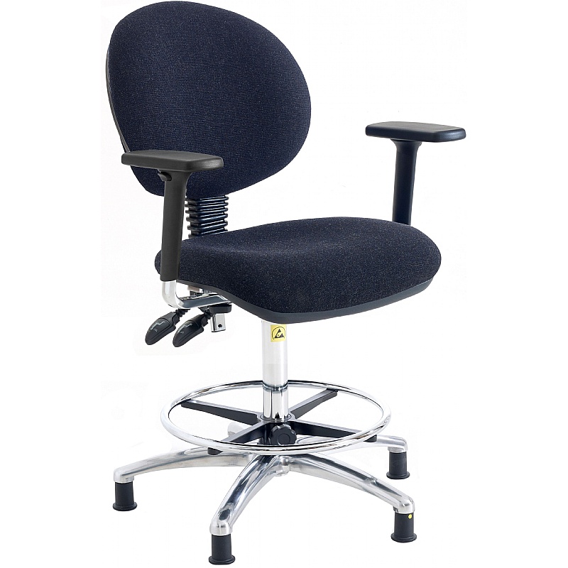 ESD Static Dissipative Deluxe Ergonomic Fabric Draughtsman Chairs from ...