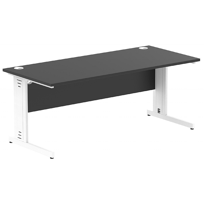 Onyx Black Rectangular Cable Managed Office Desks from our Rectangular Desks range.