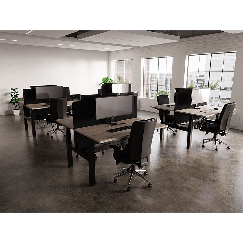 Air Electric Height Adjustable 2 Person Rectangular Back to Back Desks ...