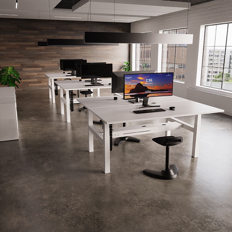 Air Electric Height Adjustable 2 Person Rectangular Back to Back Desks ...