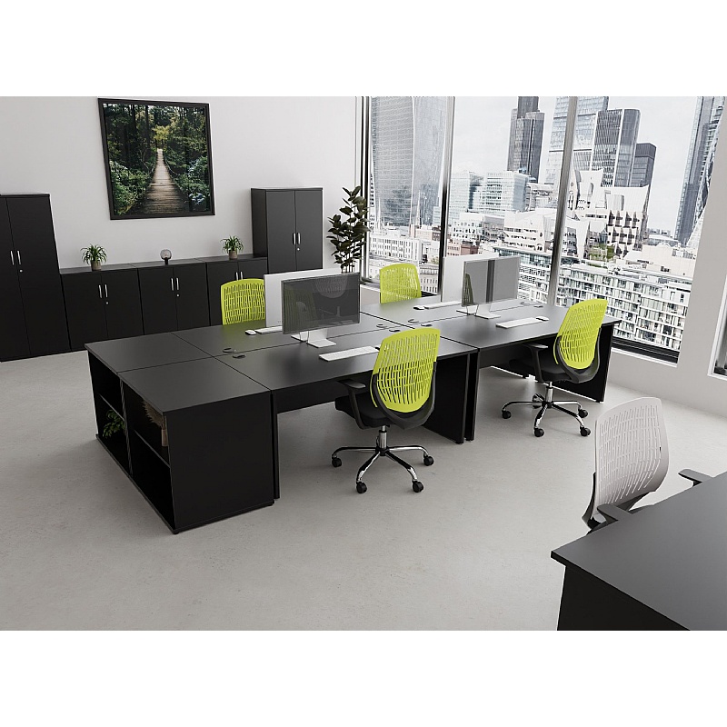Raven Black Panel End Rectangular Office Desks from our Rectangular ...