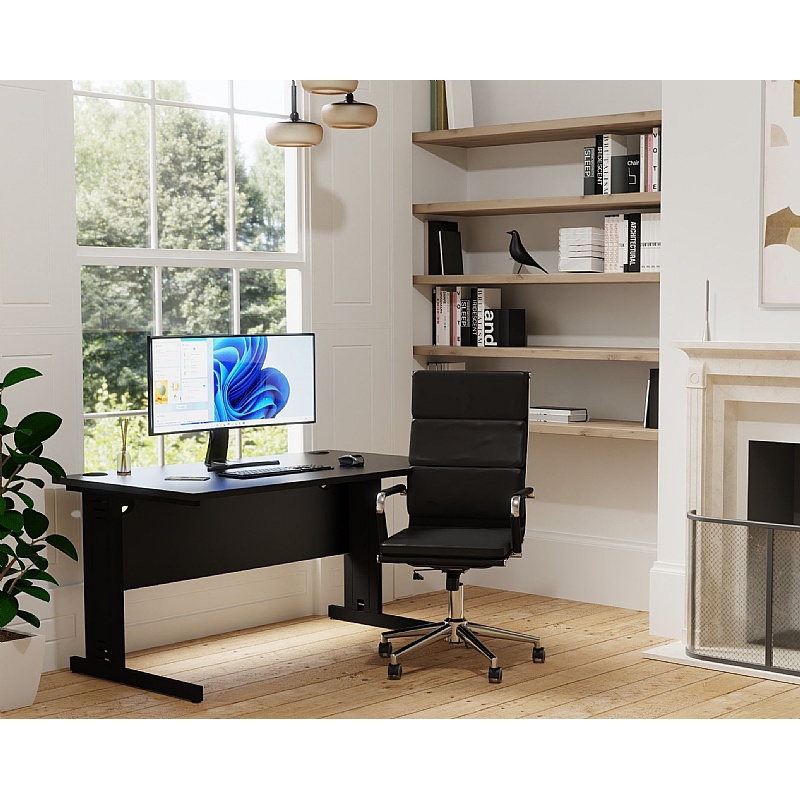 Onyx Black Rectangular Cable Managed Office Desks from our Rectangular ...