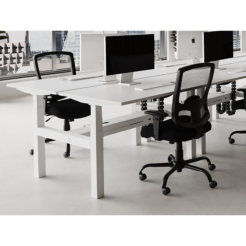 Air Electric Height Adjustable 4 Person Rectangular Back to Back Desks ...