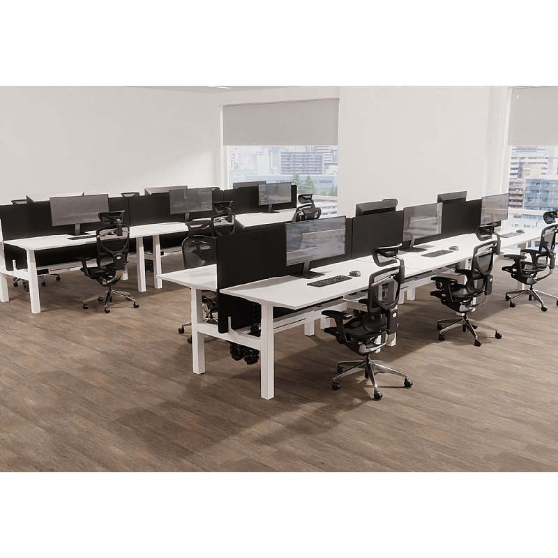 Air Electric Height Adjustable 6 Person Rectangular Back to Back Desks ...