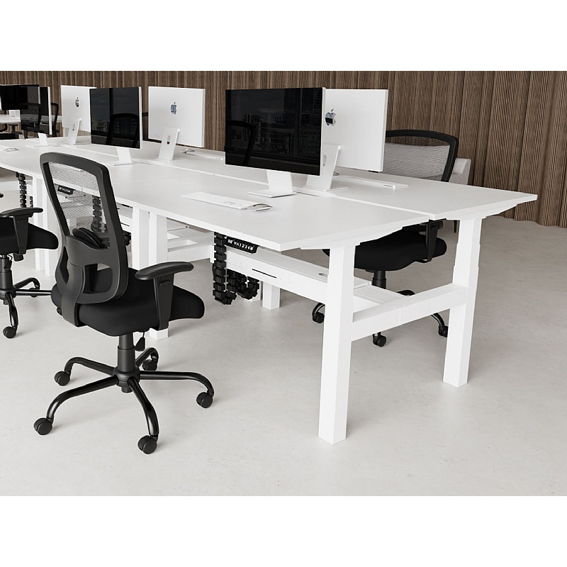 Air Electric Height Adjustable 6 Person Rectangular Back to Back Desks ...