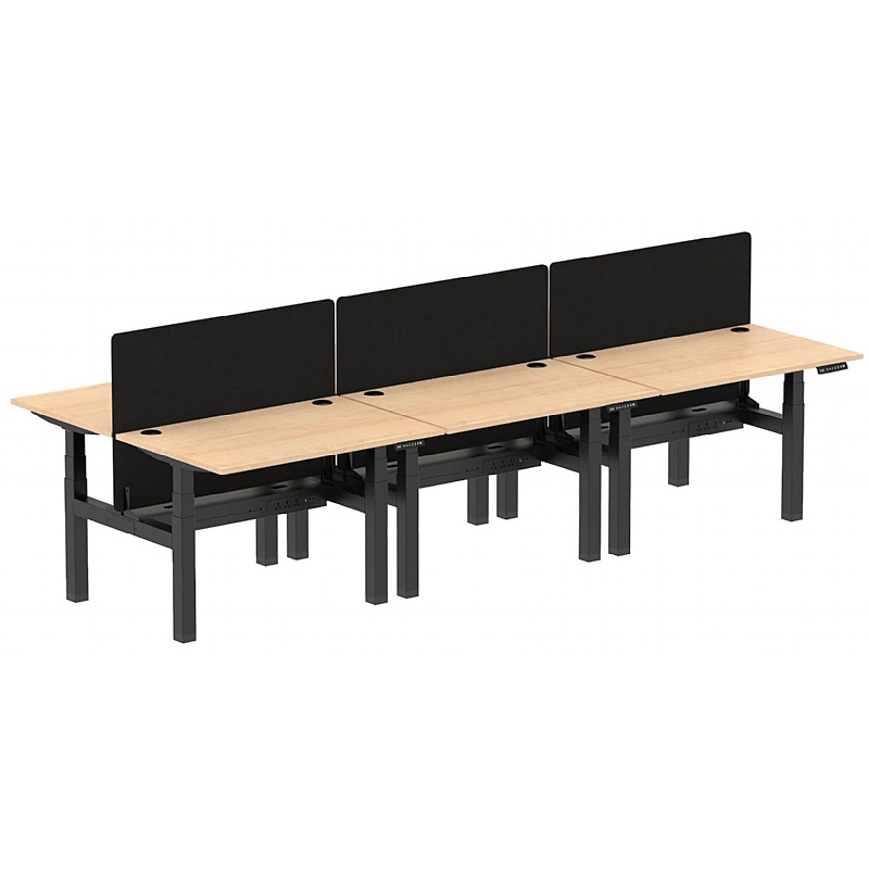 Air Electric Height Adjustable 6 Person Rectangular Back to Back Desks ...