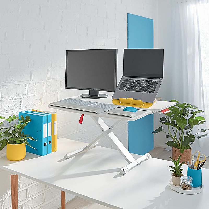 Leitz Ergo Cosy Standing Desk Converter with Sliding Tray from our Sit Stand Desk Converters range.