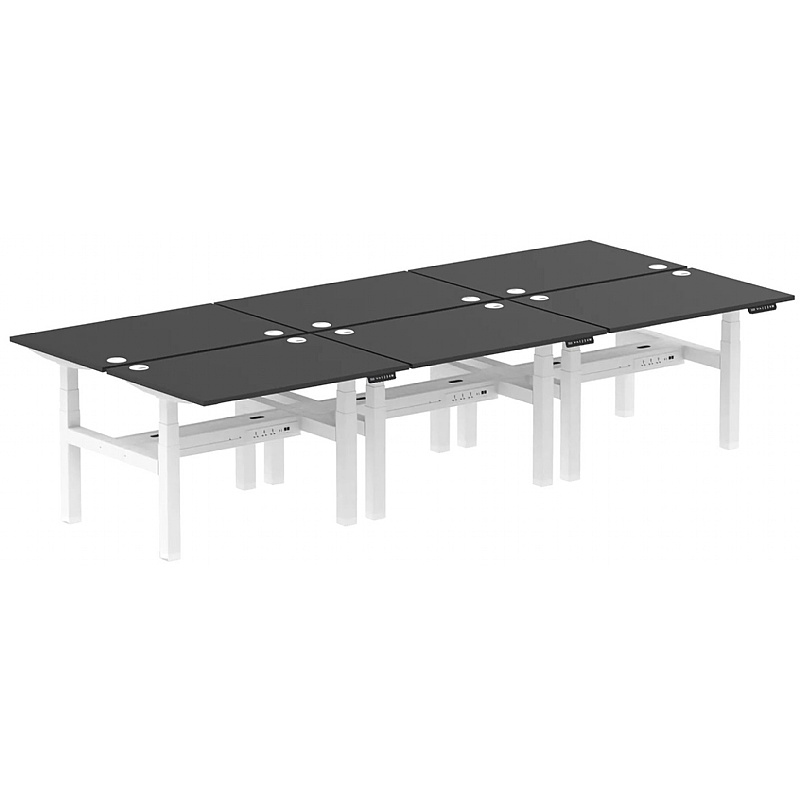 Ebony Black Electric Height Adjustable 6 Person Rectangular Back to ...