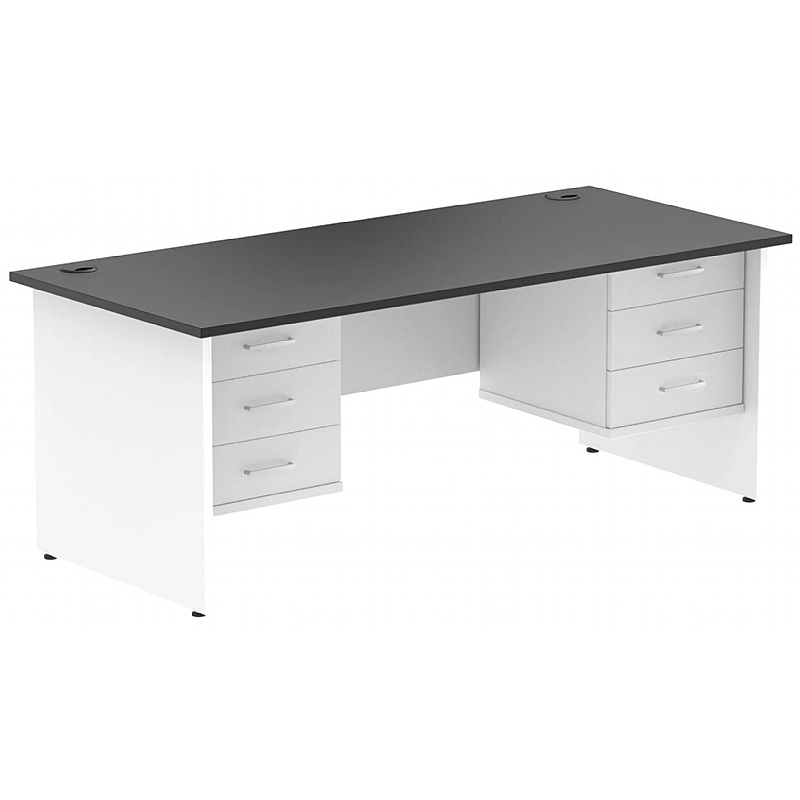 Tuxedo Black Rectangular Office Desk With Double Fixed Drawers from our ...