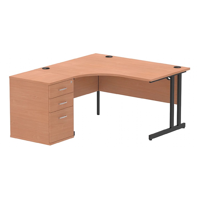 Focus Ergonomic Radial Office Desks with Desk End Drawers from our ...