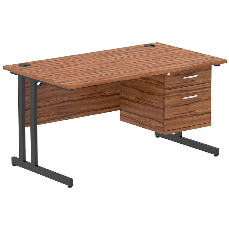 Focus Rectangular Office Desk With Single Fixed Drawers from our ...