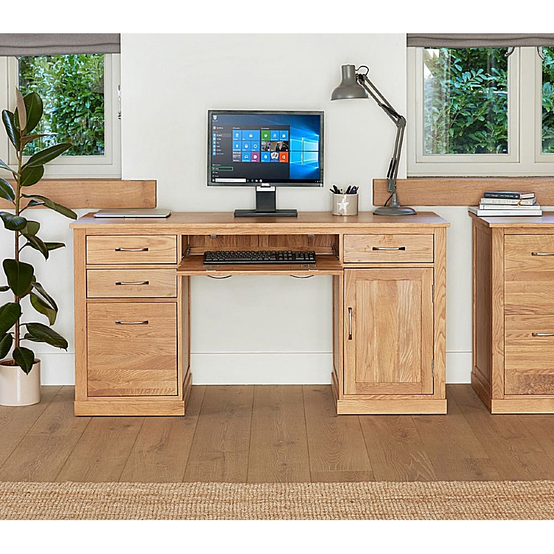 Mobel Oak Solid Wood Twin Pedestal Home Office Desk from our Home ...
