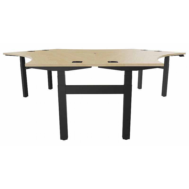 Progress Plus Electric Height Adjustable 3 Person Cluster Office Desks ...