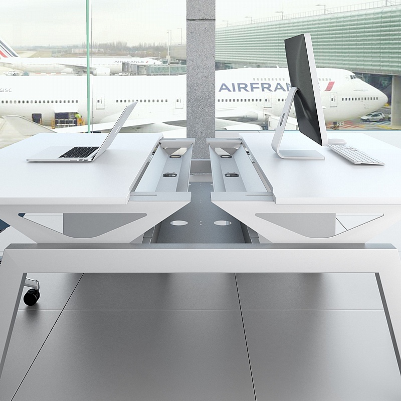 Linnea Elevate 6 Person Rectangular Back to Back Sliding Top Bench ...