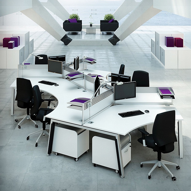 Linnea 3 Person Cluster A-Frame Extension Desks from our Bench Desks range.