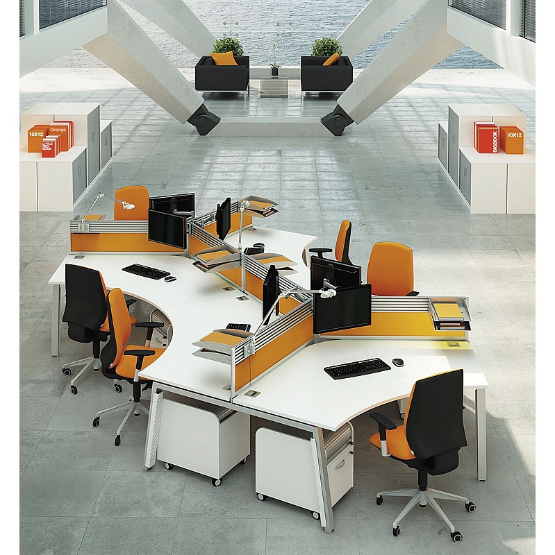 Linnea 3 Person Cluster A-Frame Bench Desks from our Bench Desks range.