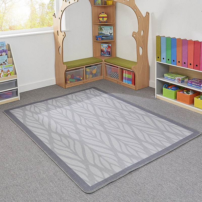 Leafy Grey Placement Indoor Carpet from our School Carpets, Mats & Rugs ...