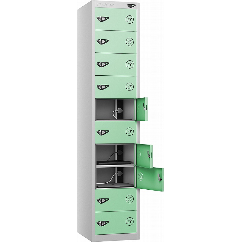 Pure Power 10 Compartment Laptop and Tablet Charging Lockers with Hasp ...